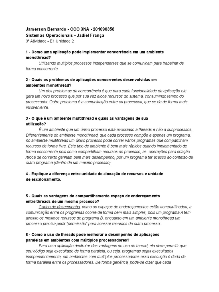 Conceitos de Concorrência e Multithreading | PDF | Thread (informática) | Processo (informática)