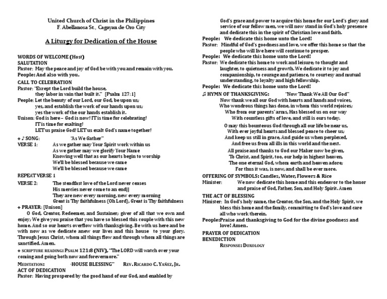 Blessing and Dedication hOUSE | PDF | God | God The Father