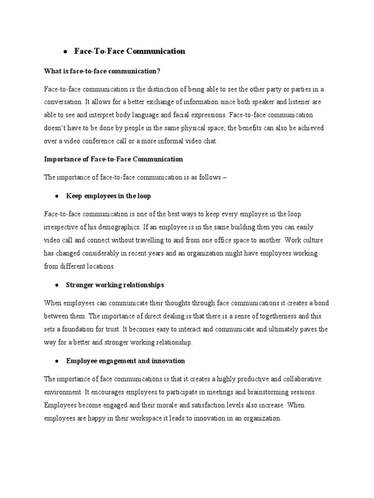 What Is Face-To-Face Communication? | PDF | Multimedia | Text Messaging