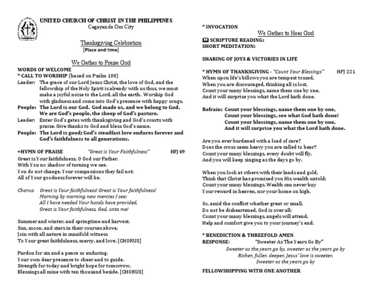 Thanksgiving Service | PDF | God | Blessing