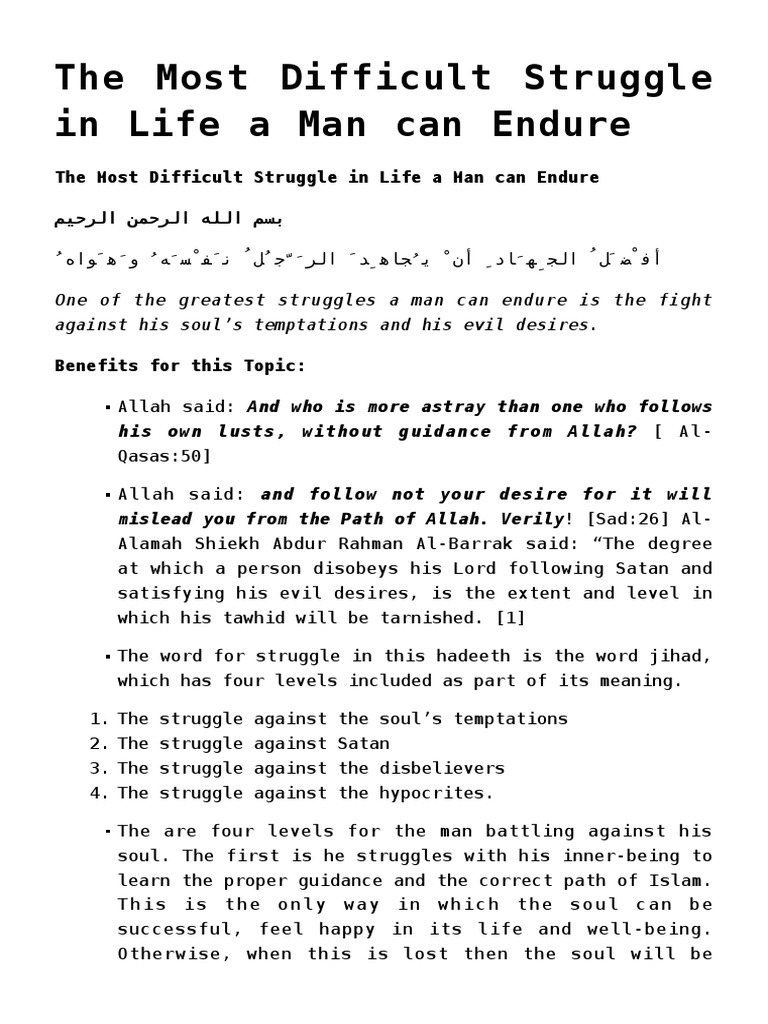 The Most Difficult Struggle in Life A Man Can Endure | Download Free ...