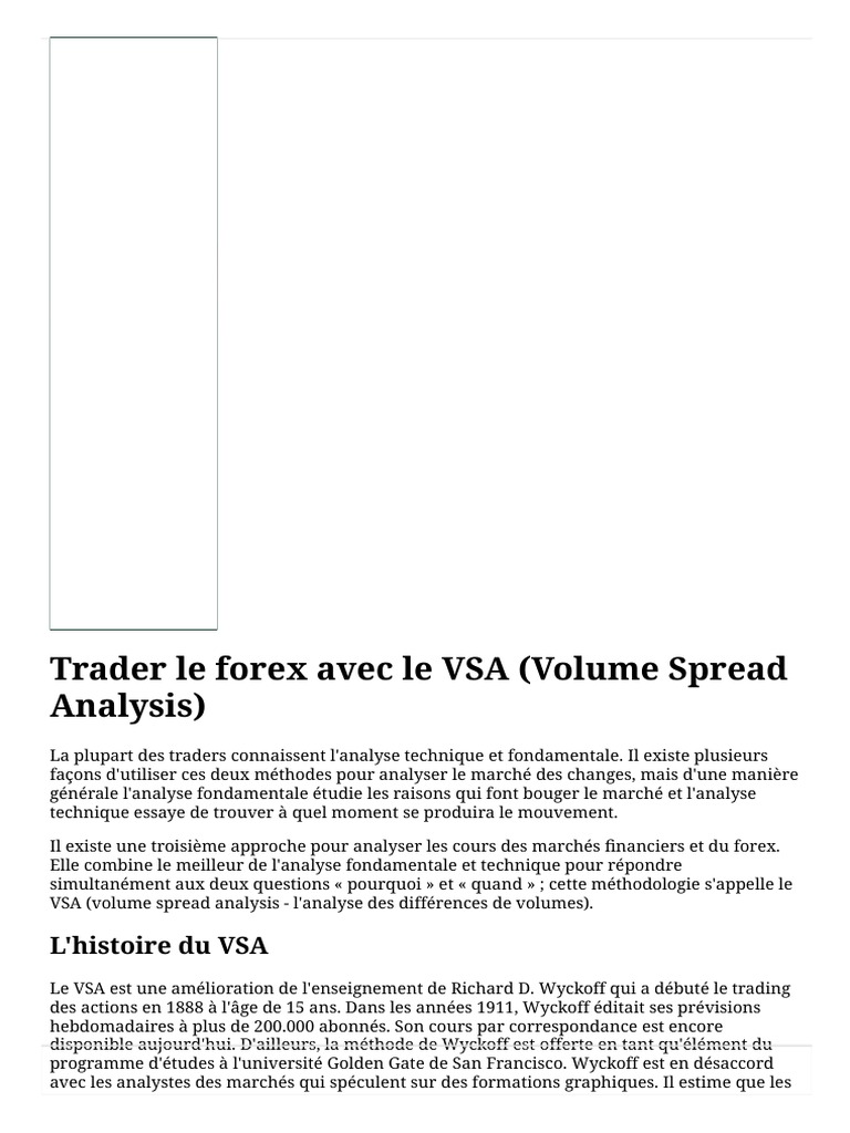 VSA (Volume Spread Analysis) Pour Trader Le Forex | PDF | Opérateur de ...