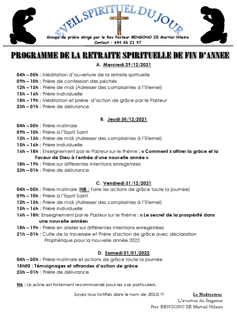 Programme Retraite Spirituelle Dec 2021 | PDF