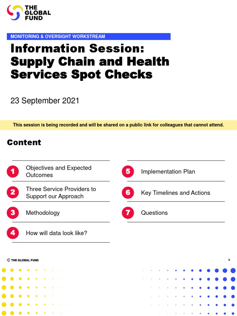 Information Session: Supply Chain and Health Services Spot Checks | PDF ...
