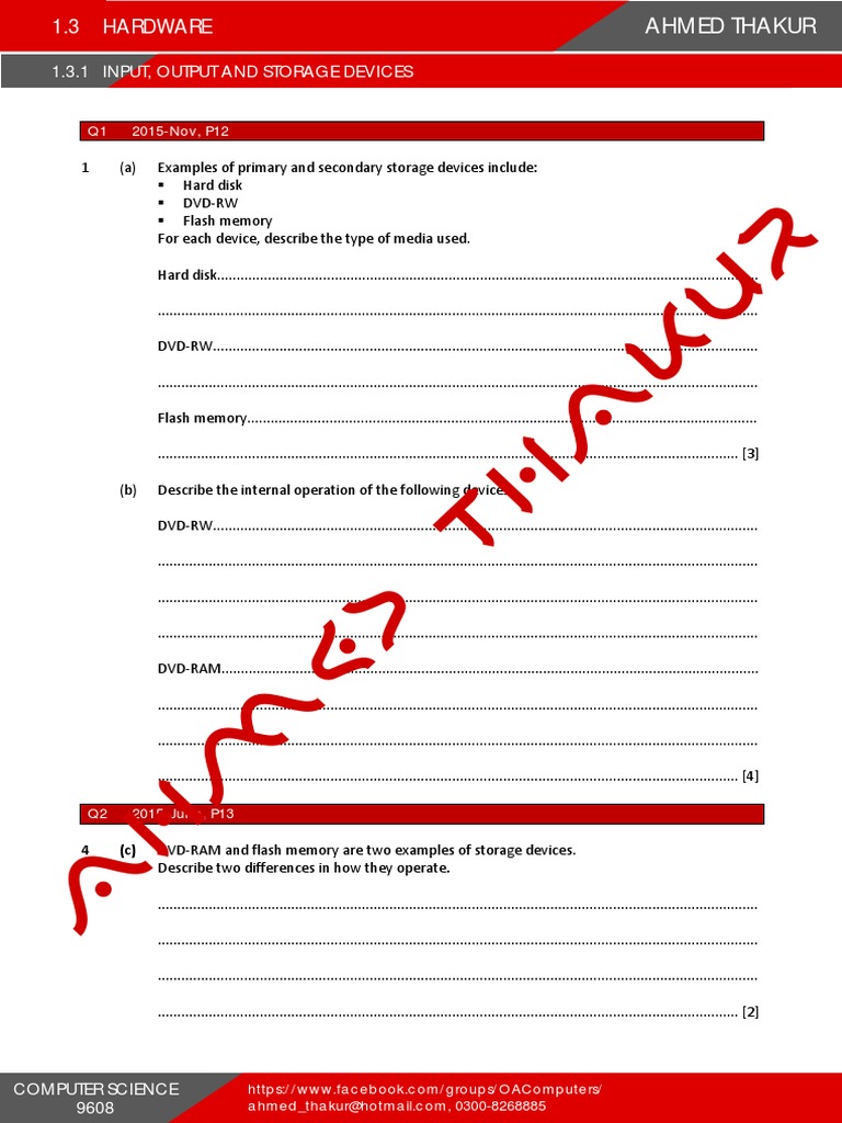 1.3.1 Input, Output and Storage Devices | Download Free PDF | Computer Data Storage | Input/Output