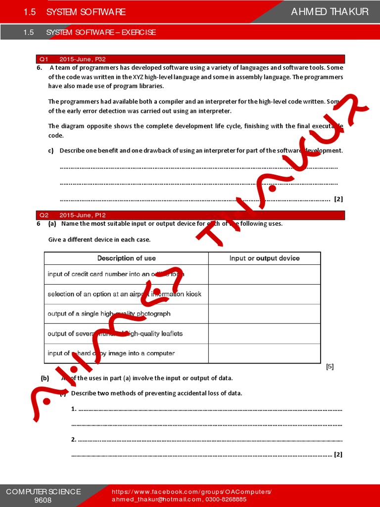 1.5 System Software - Exercise | PDF | Information Technology ...