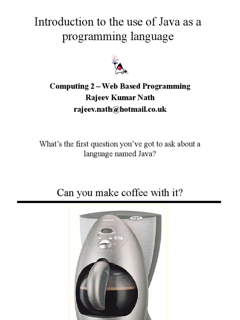 Introduction To The Use of Java As A Programming Language | PDF | Java (Programming Language ...