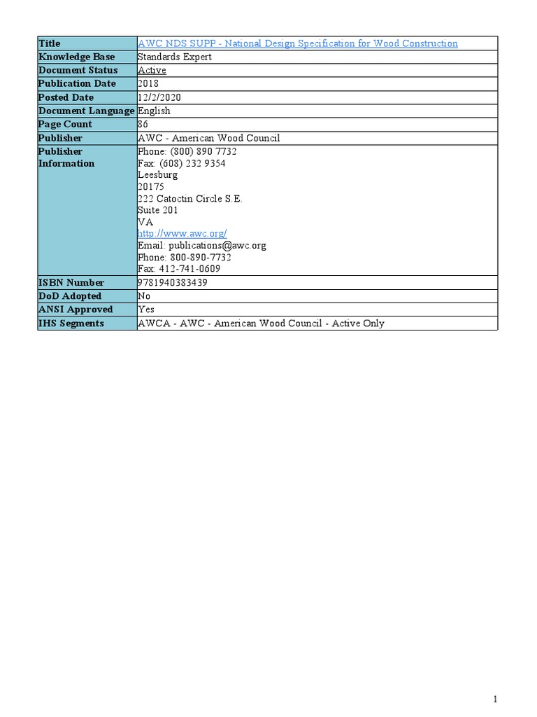 AWC NDS SUPP - National Design Specification For Wood Construction ...