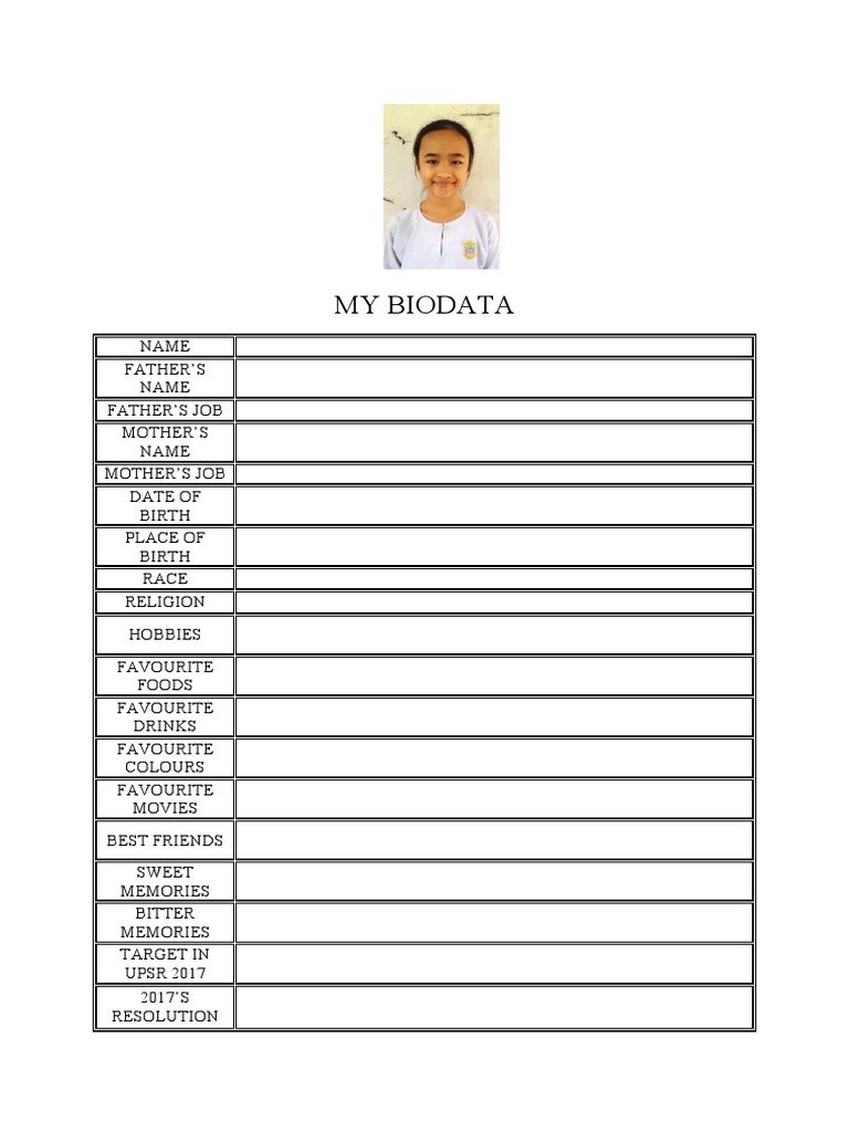 My Biodata | PDF | Food And Drink