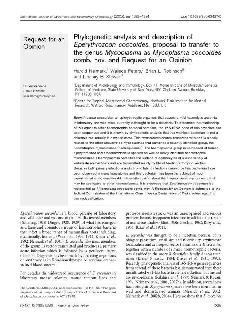 1385 | PDF | Mycoplasma | Infection