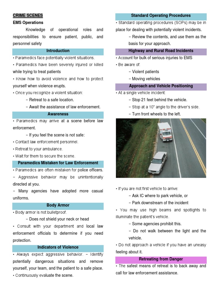 EMS Standard Operating Procedures for Violent Scenes | PDF | Mental ...