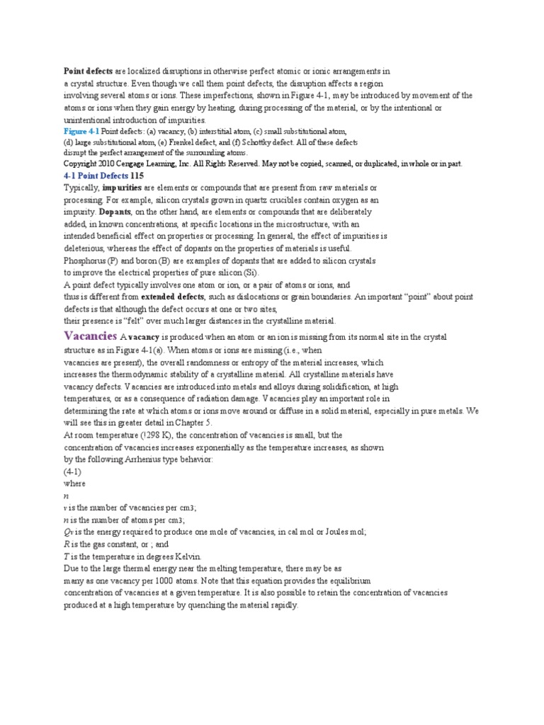 Vacancy Notes | PDF | Temperature | Crystallographic Defect