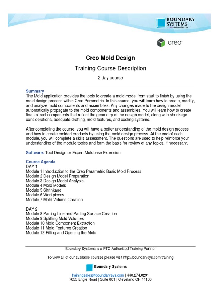 Training Course Description: Creo Mold Design | PDF | Casting ...