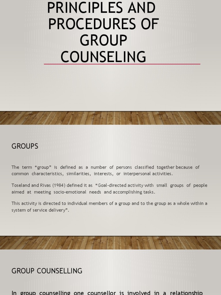 Principles and Procedures of Group Counseling | PDF | Psychotherapy ...