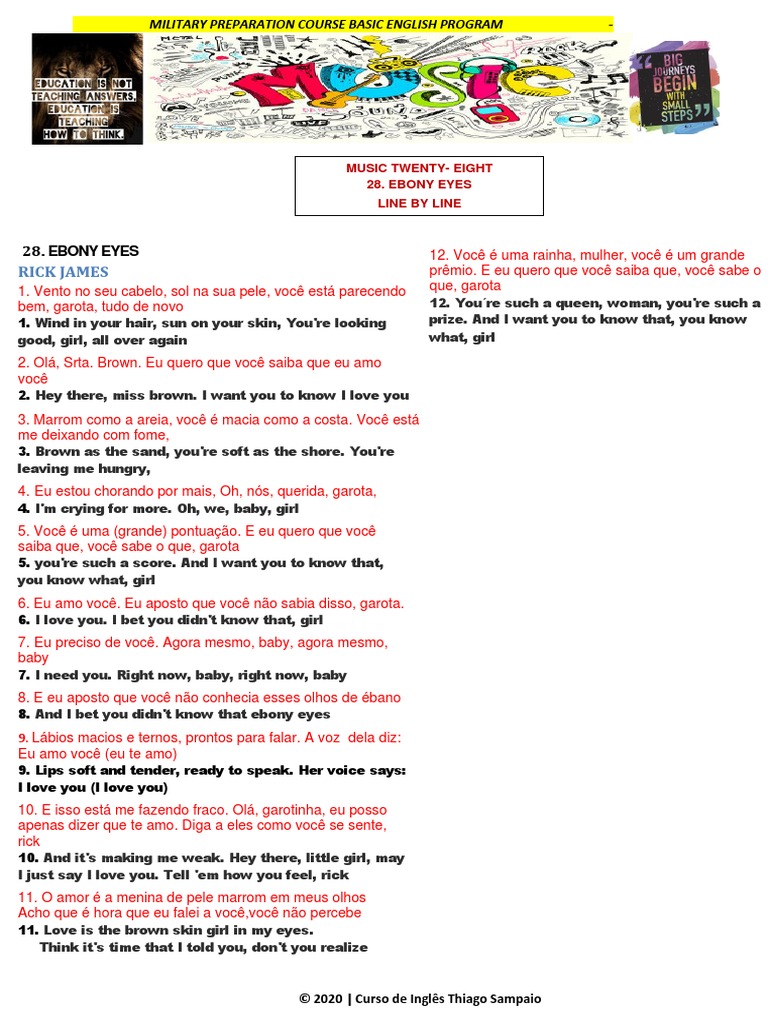 Letra e Tradução de "Ebony Eyes" | PDF | Música gravada | Música pop