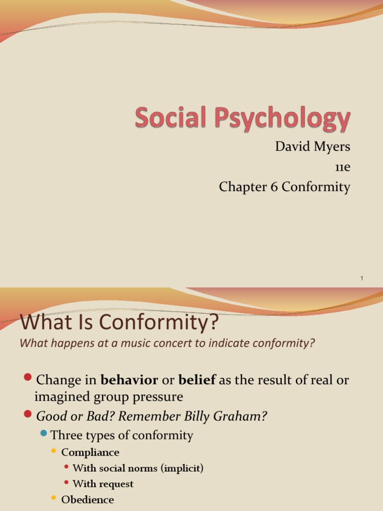 David Myers 11e Chapter 6 Conformity | PDF | Obedience (Human Behavior ...