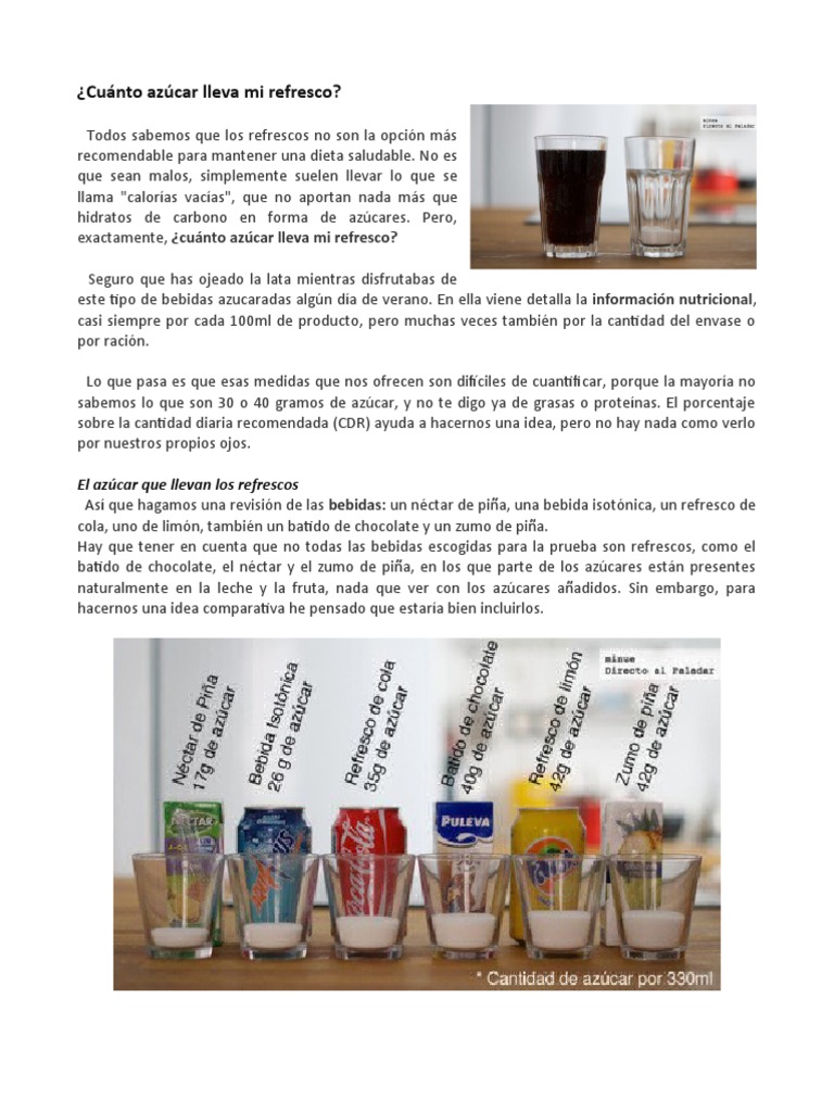 Azúcar en Refrescos: Comparativa y Datos | PDF | Refresco | Chocolate
