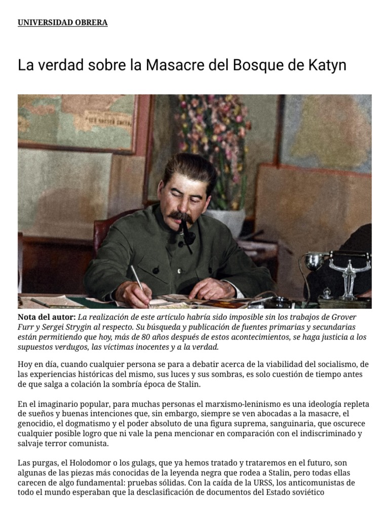 La Masacre del Bosque de Katyn | PDF | Joseph Stalin | Unión Soviética