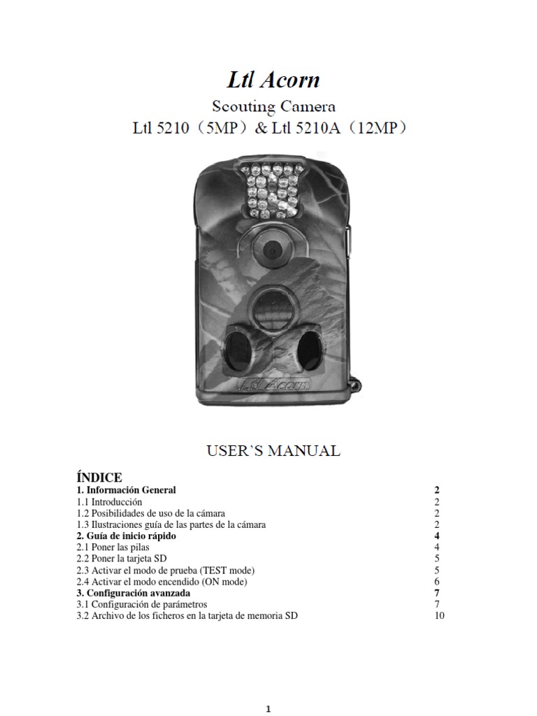 Manual Cámara LTL Acorn 5210A 940NM | PDF | Seguro digital | Archivo de computadora