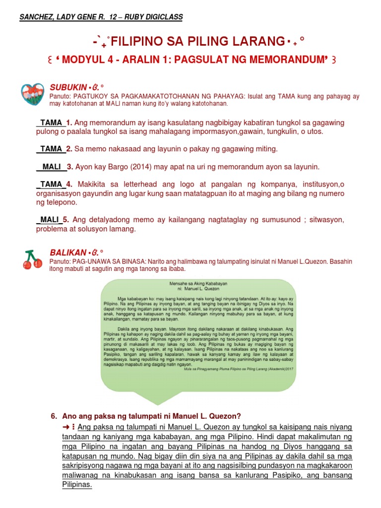 Filipino - Pagsulat NG Memorandum | PDF