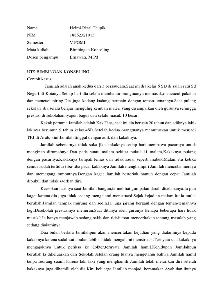 Uts Bimbingan Konseling - Helmi Rizal Taupik | PDF | Kesehatan Holistik
