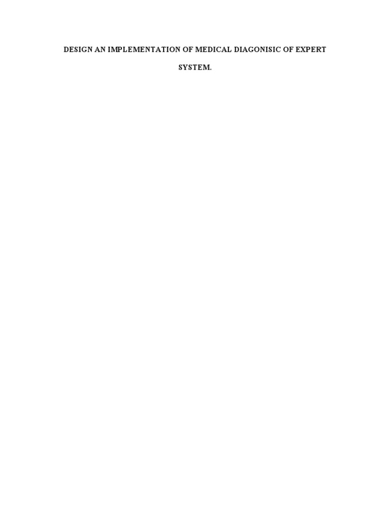 Design An Implementation of Medical Diagonisic of Expert System | PDF ...