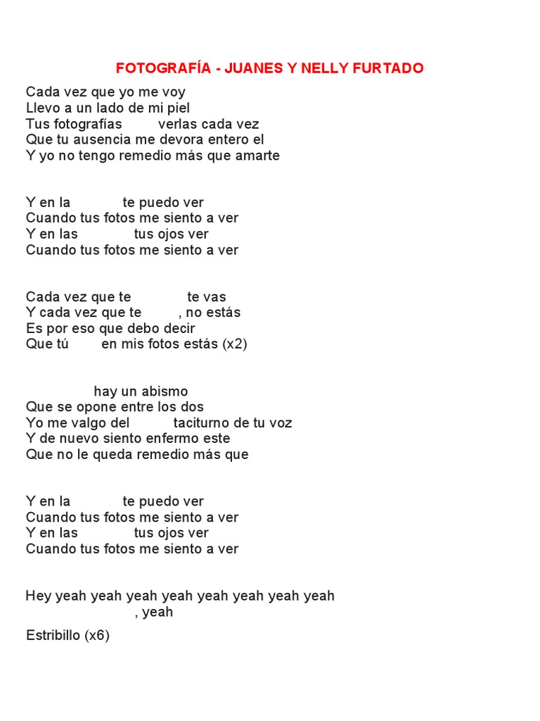 Fotografía Juanes Letra | PDF