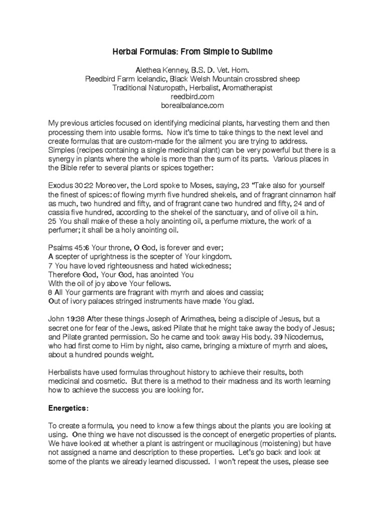 Herbal Formulas From Simple To Sublime | PDF | Foods | Vegetables