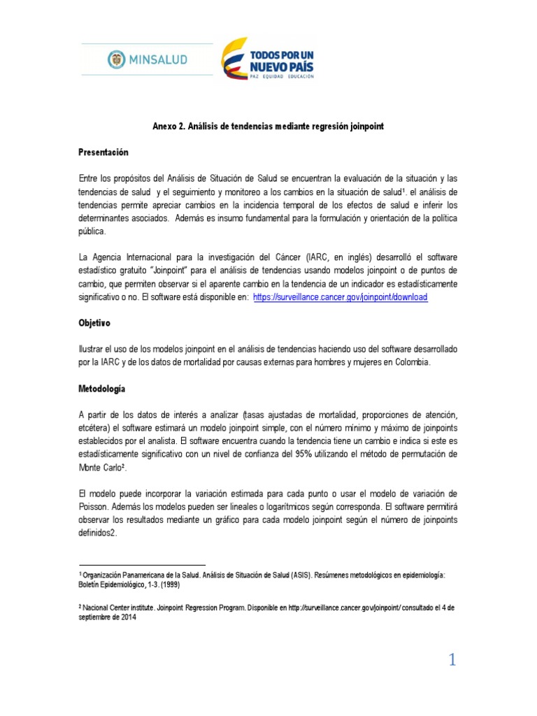 Anexo - 2 - An Lisis de Tendencias Mediante Regresi N - Joinpoint | PDF | Desviación Estándar ...