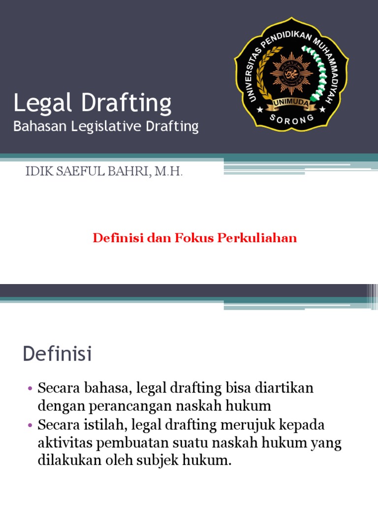Legal Drafting - Materi Umum Legislative Drafting (Idik Saeful Bahri) | PDF