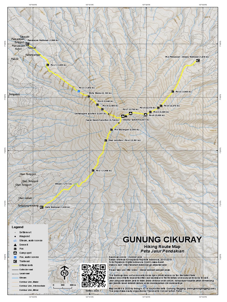 Peta Jalur Pendakian Gunung Cikuray | PDF | Trail | Geographic Data And Information