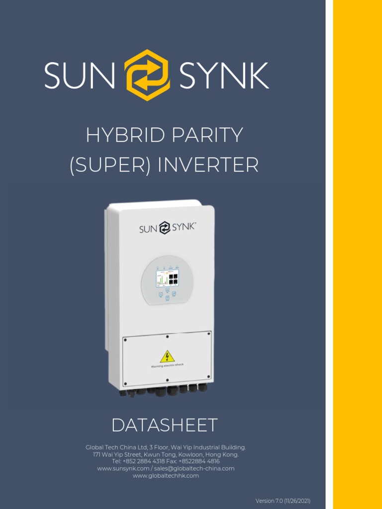 Sunsynk Datasheet v7.0 (Standard Inverter) | PDF