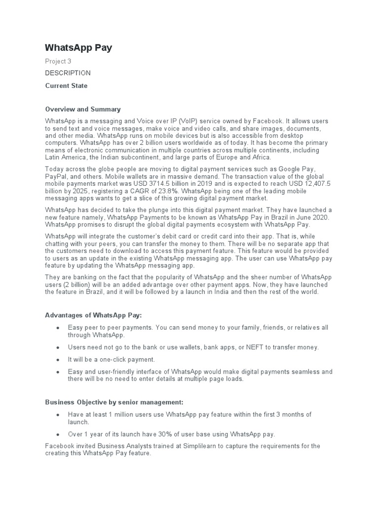 Whatsapp Pay System Project | PDF | Payments | Computing