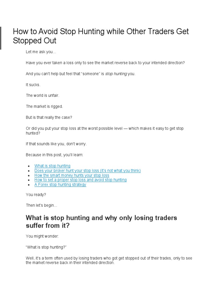 How To Avoid Stop Hunting While Other Traders Get Stopped Out | PDF ...