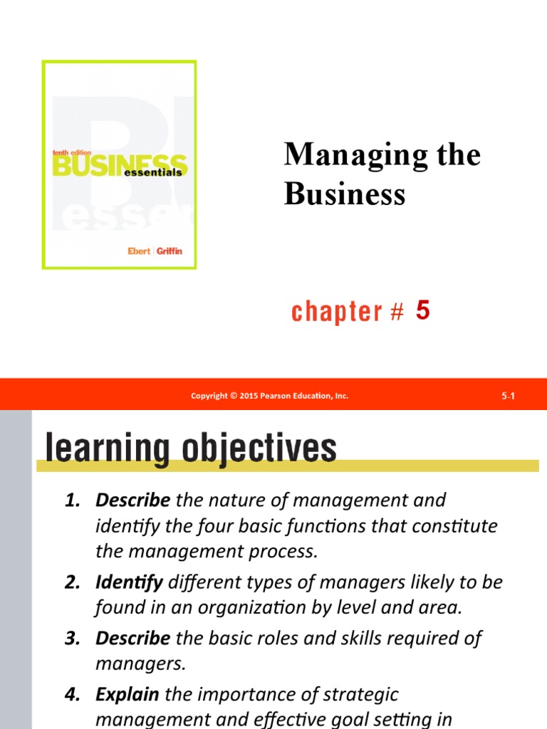 Chapter 5 - Managing The Business | PDF | Goal | Strategic Management