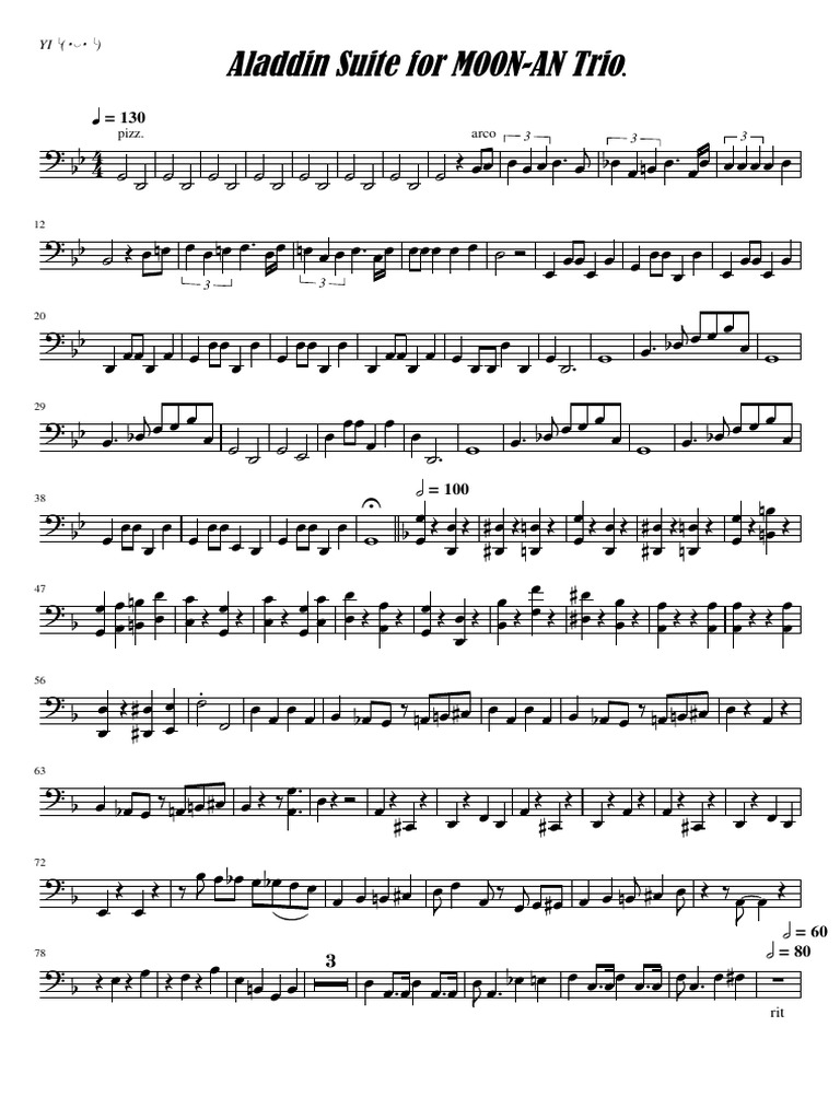 Aladdin Suite For M00N-AN Trio: Arco Pizz | PDF