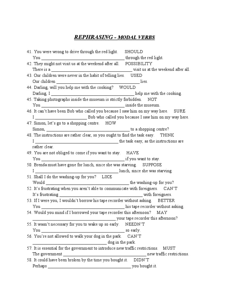 Rephrasing Exercises | PDF