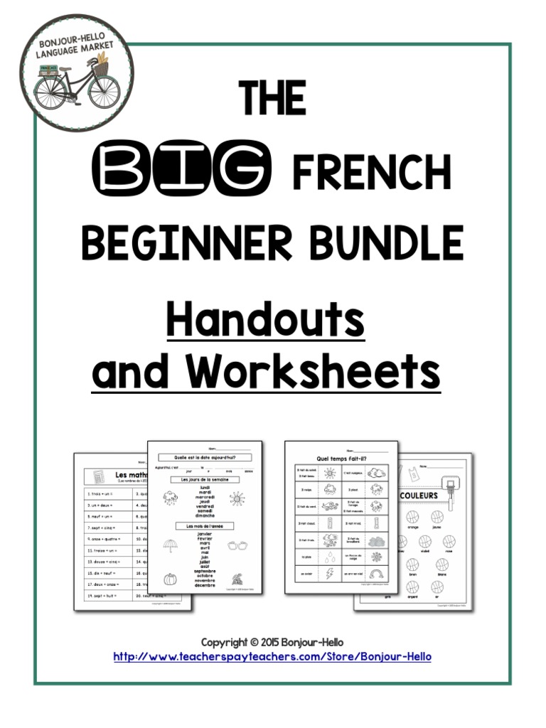 THE French Beginner Bundle Handouts and Worksheets | PDF