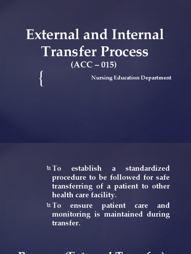 External and Internal Transfer Process | PDF | Patient | Hospital