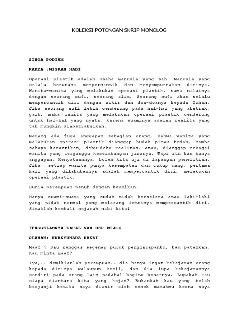 Koleksi Potongan Skrip Monolog | PDF
