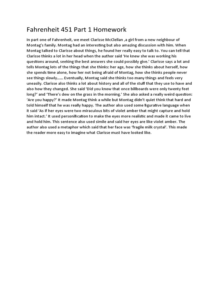 Clarisse McClellan's Impact in Fahrenheit 451 | PDF