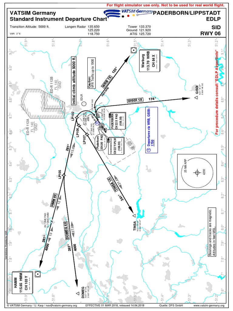 VATSIM Germany Paderborn/Lippstadt Edlp SID RWY 06 Standard Instrument ...
