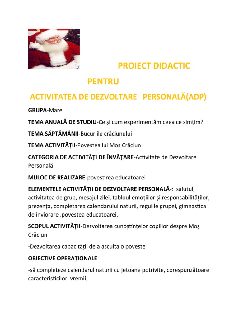 PROIECT DIDACTIC Gradinita | PDF