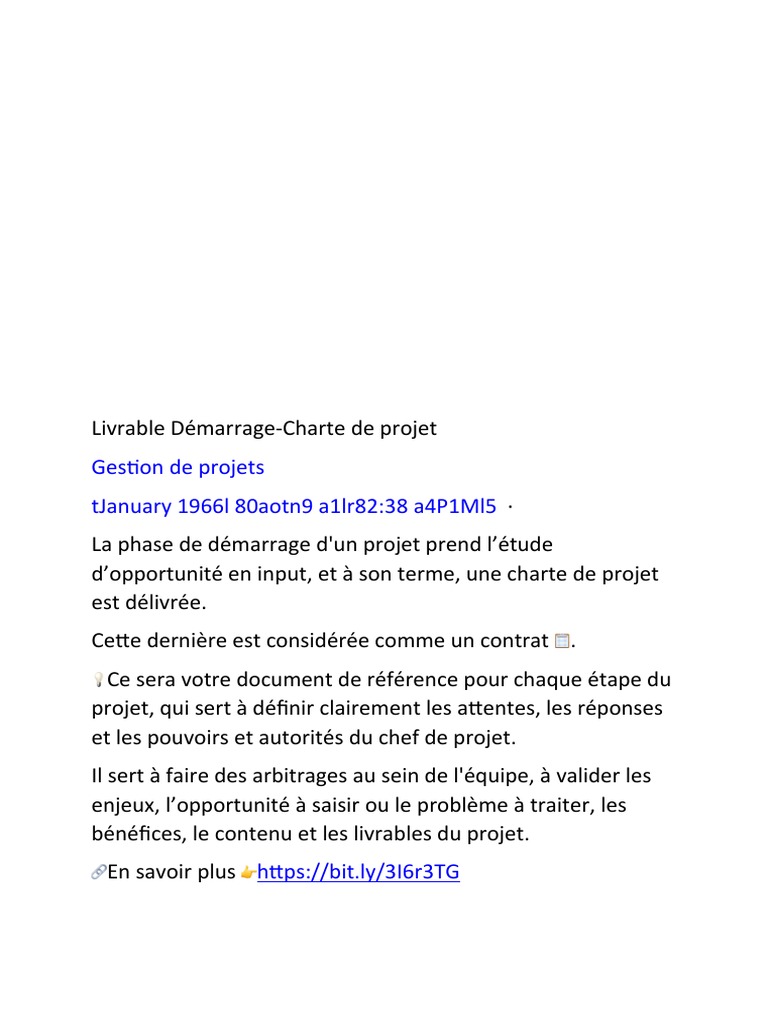Livrable Démarrage-Charte de Projet | Download Free PDF | Gestion de ...