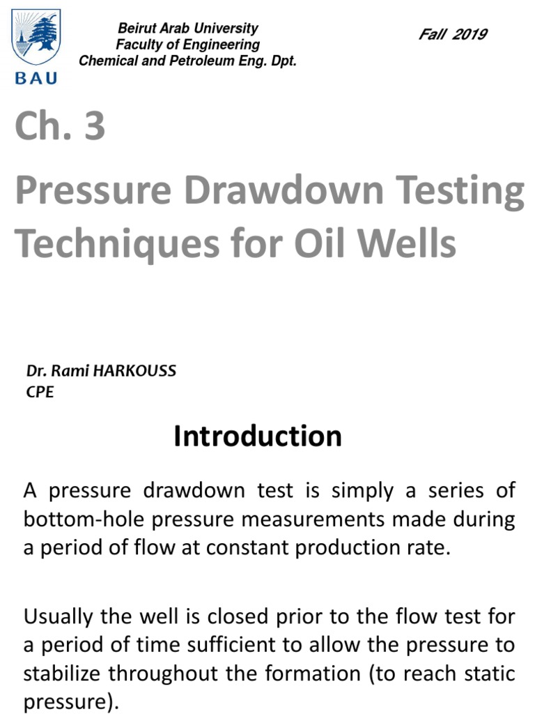 Pressure Drawdown Testing Techniques For Oil Wells | PDF | Fluid ...