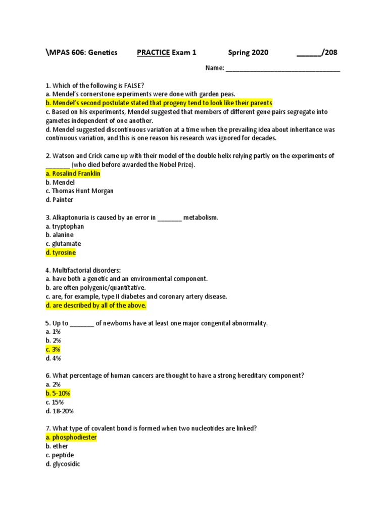 Genetics Exam 1 Overview | PDF | Meiosis | Gene