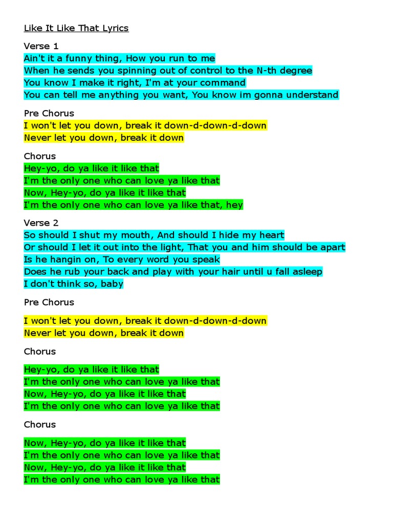 Like It Like That Lyrics | PDF | Business