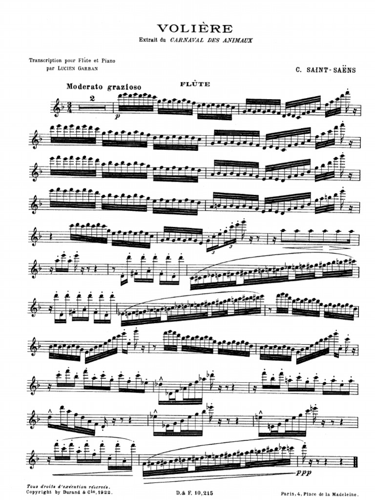 Saint-Saens - Voliere - Flute Et Piano | PDF
