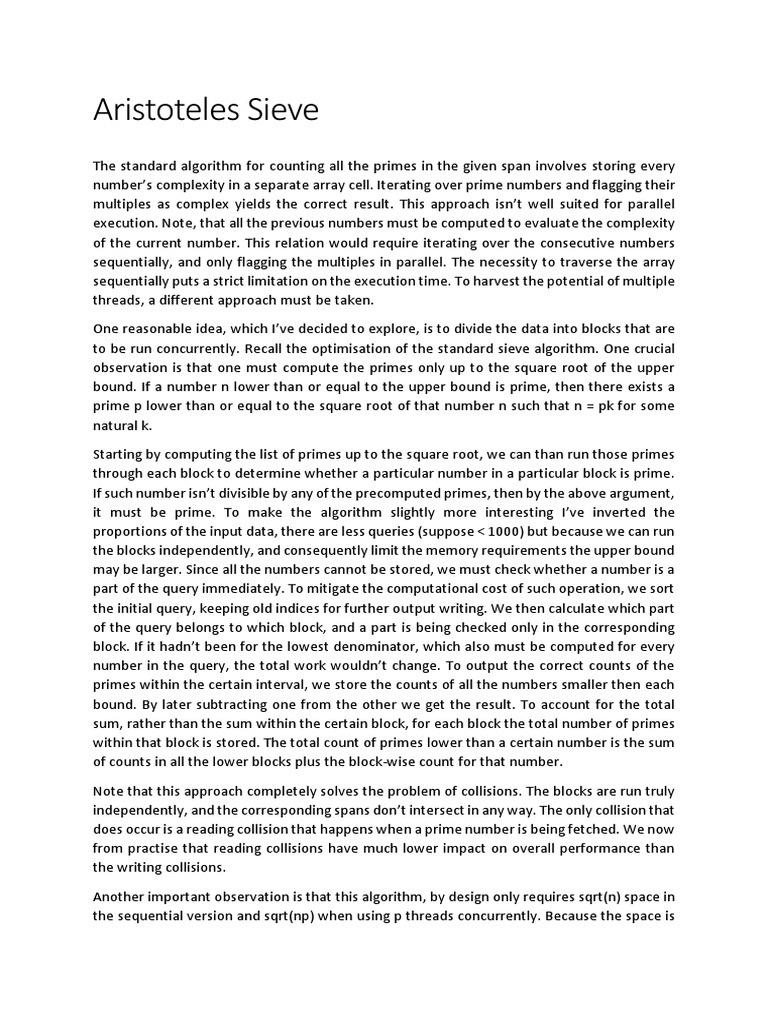 Parallel Aristoteles Sieve | PDF | Prime Number | Algorithms