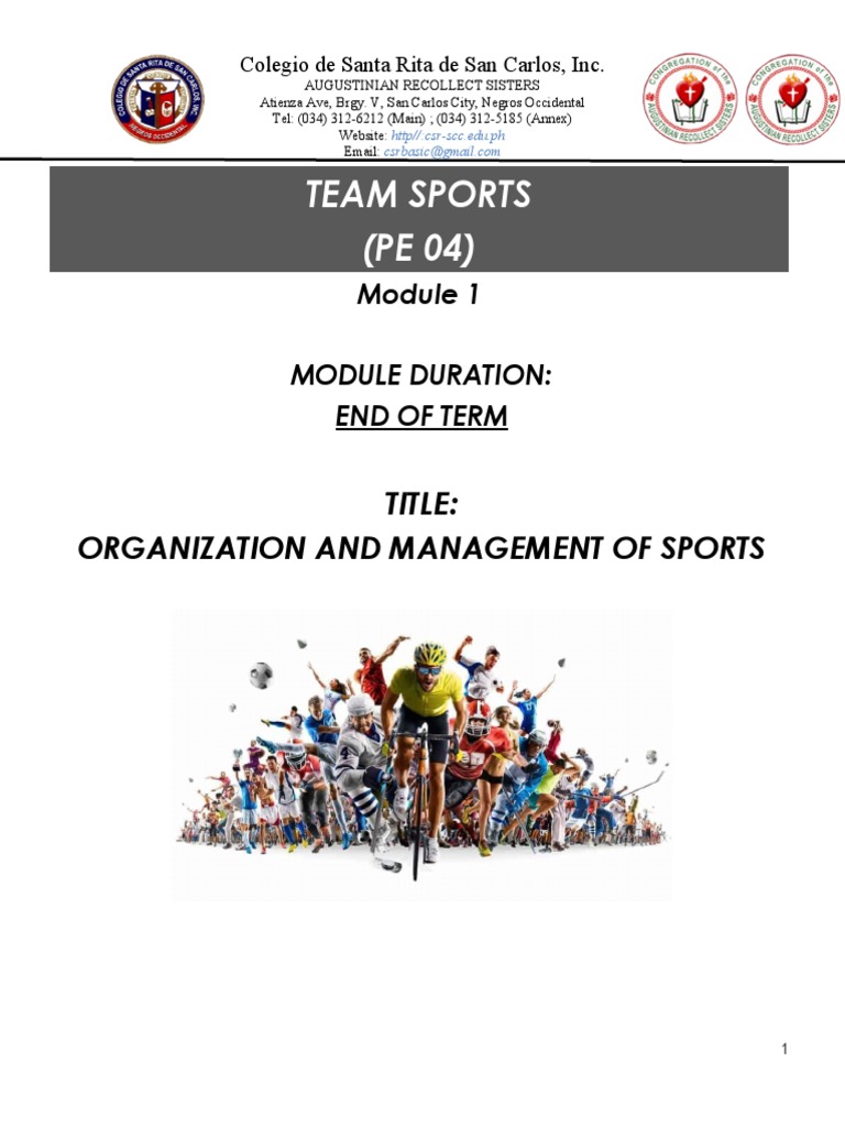 Team Sports (PE 04) : Title: Organization and Management of Sports ...